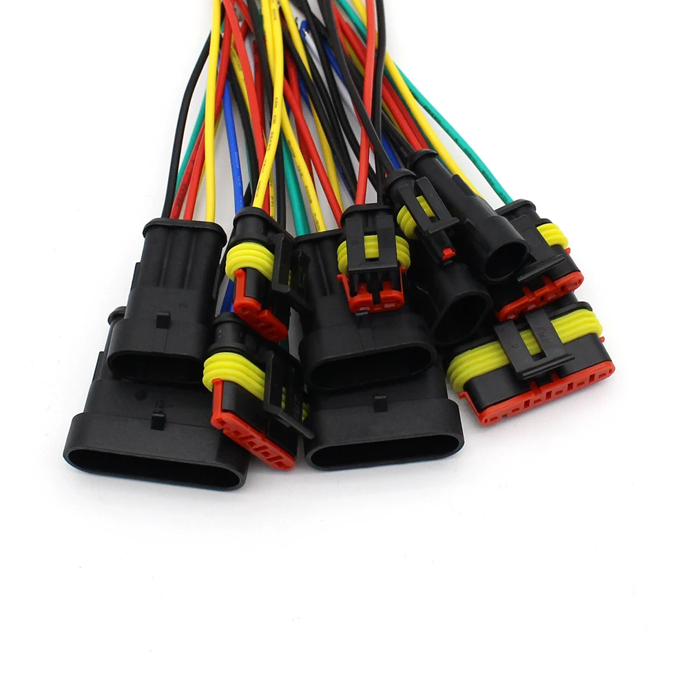 1set AMP 1P 2P 3P 4P 5P 6P Way Waterproof Electrical Auto Connector Male Female Plug with Wire ...