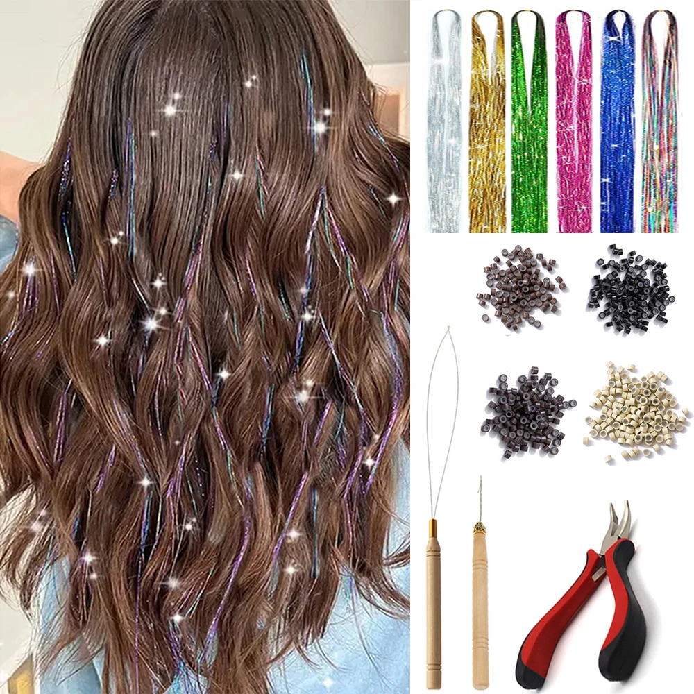 48-Inch-Hair-Tinsel-Kit-With-Tool-1200-strands-Tinsel-Hair-Extensions ...
