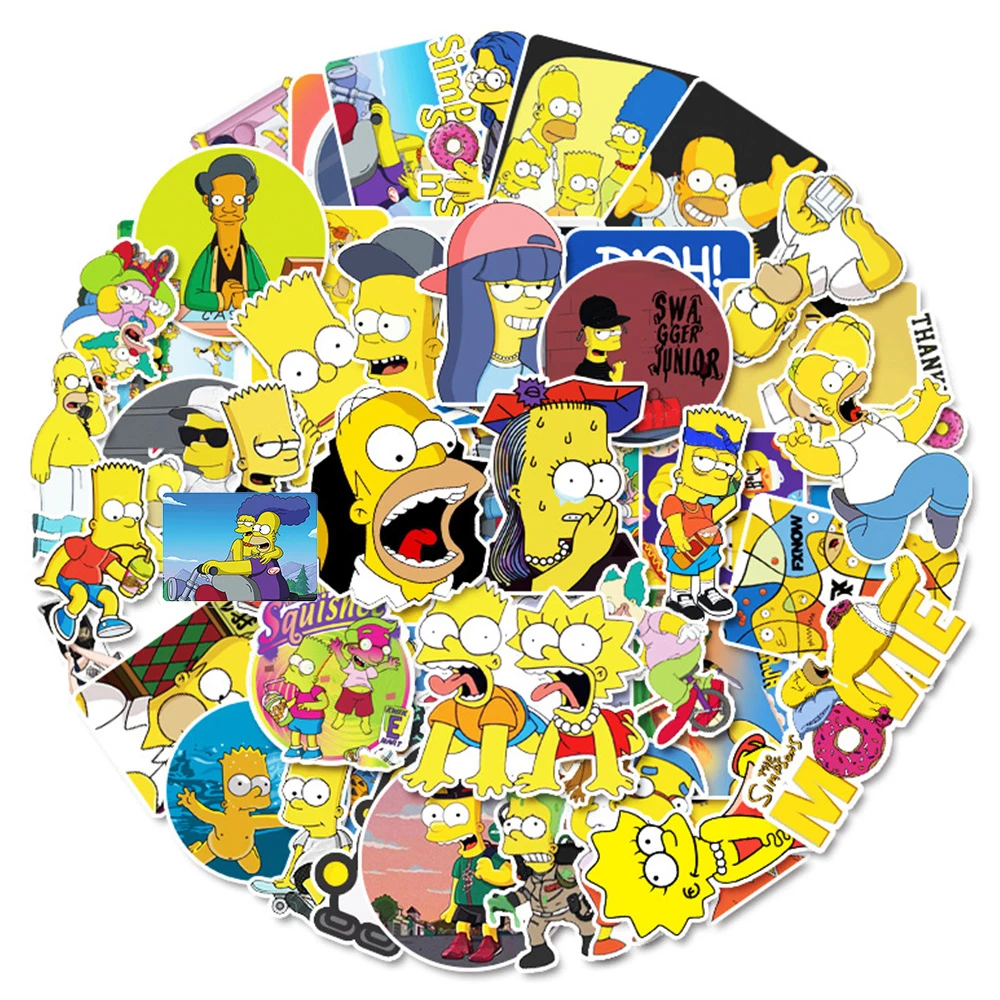 54PCS-The-Simpsons-Cartoon-Stickers-Graffiti-DIY-Skateboard-Laptop ...