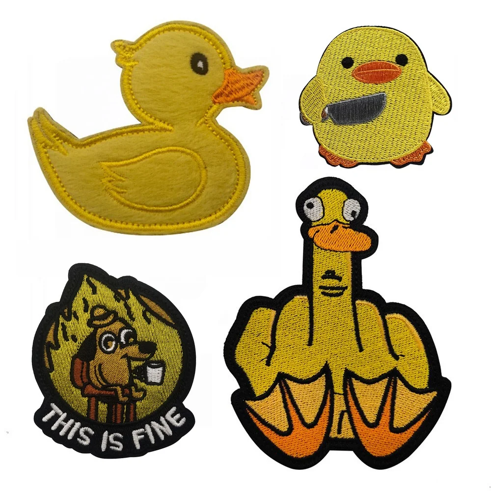 Duck-Tactical-Patch-Embroidered-this-is-fine-Applique-Badge-Fit ...
