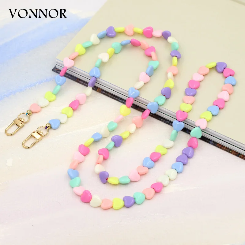 120cm-Long-Chain-Colorful-Lovely-Heart-Charm-Mobile-Phone-Chain ...