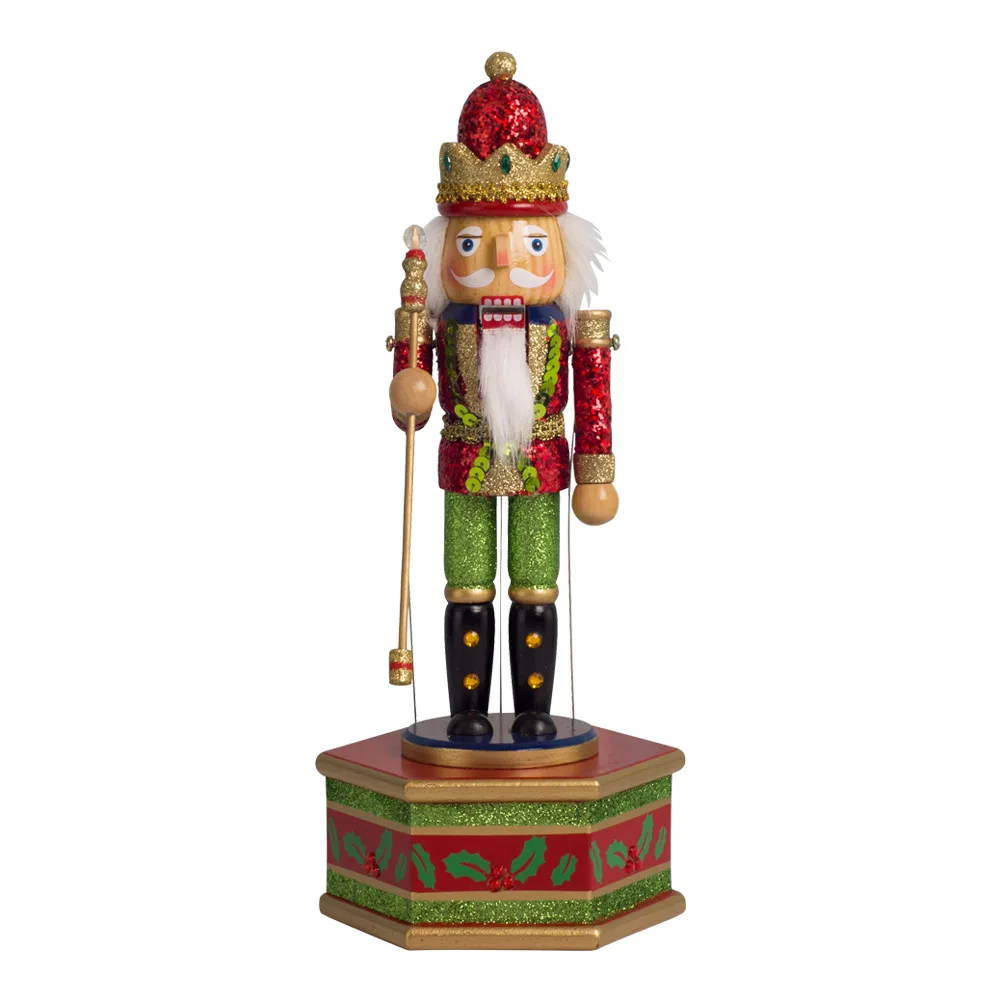 1pcs-31cm-Fine-Painted-Nutcracker-Music-Box-Walnut-Soldiers-Christmas ...