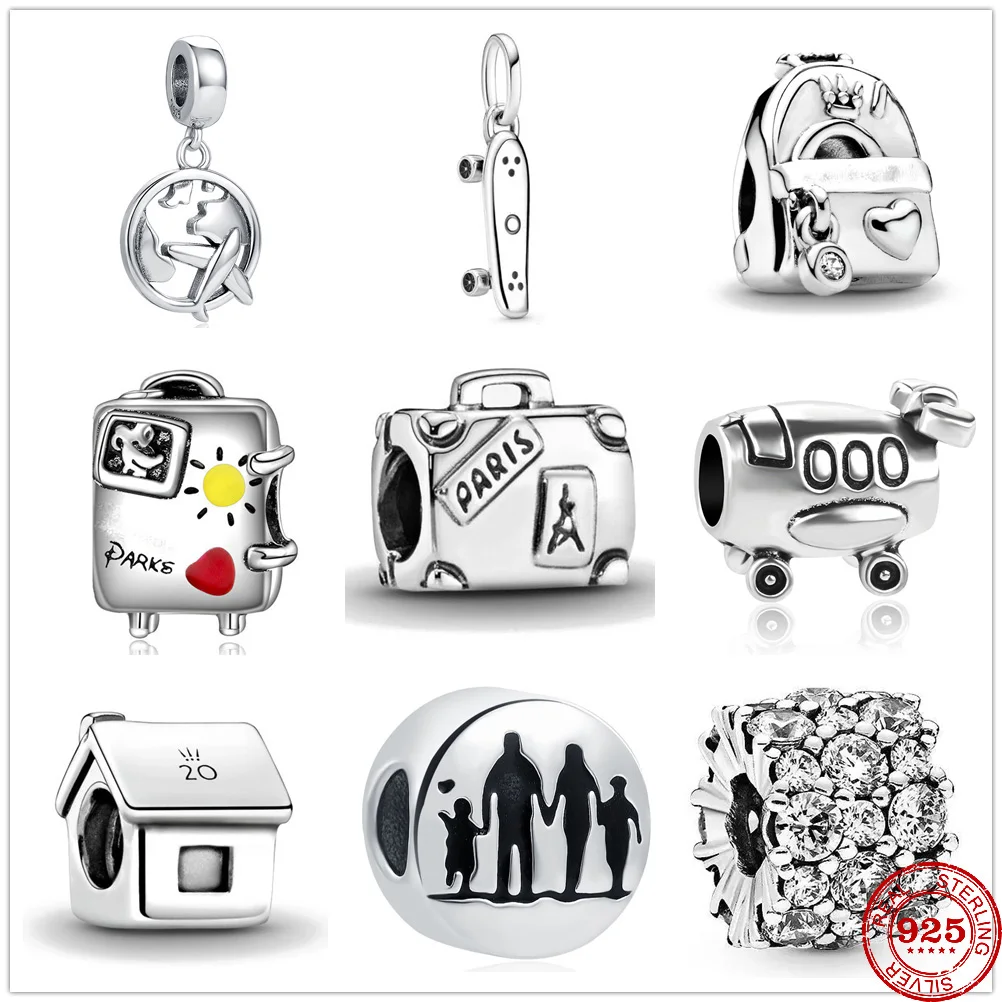 New-Family-Travel-Backpack-Airplane-Skateboard-pendant-Beads-fit ...