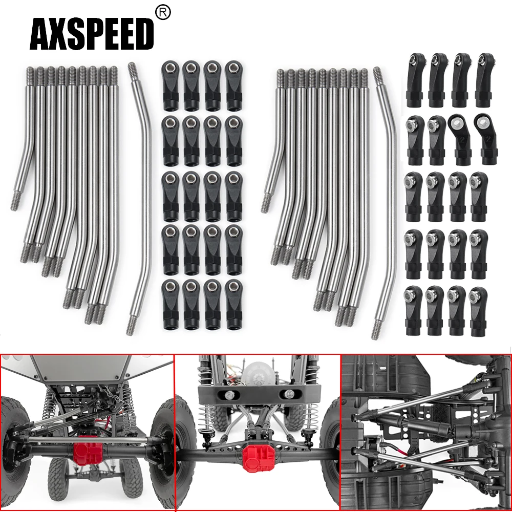 AXSPEED-10Pcs-313-324mm-Stainless-Steel-Link-Rod-Set-Linkage-Steering-w ...