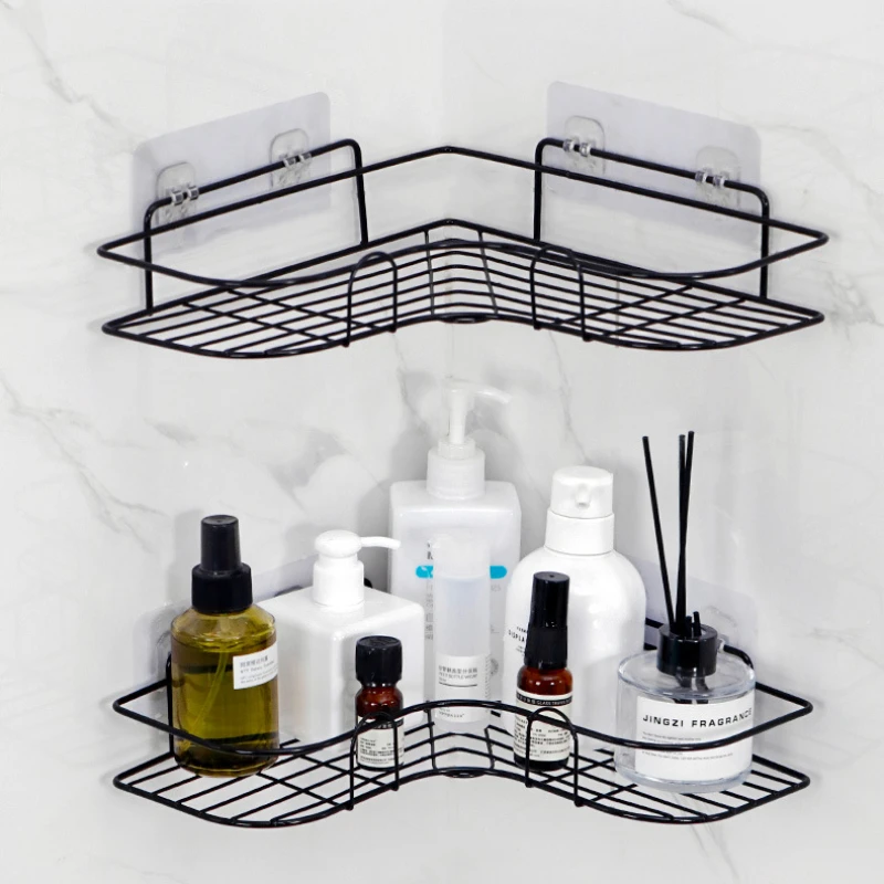 Bathroom-Corner-Storage-Shelves-Wall-Mounted-Rack-Shampoo-Holder-Iron ...