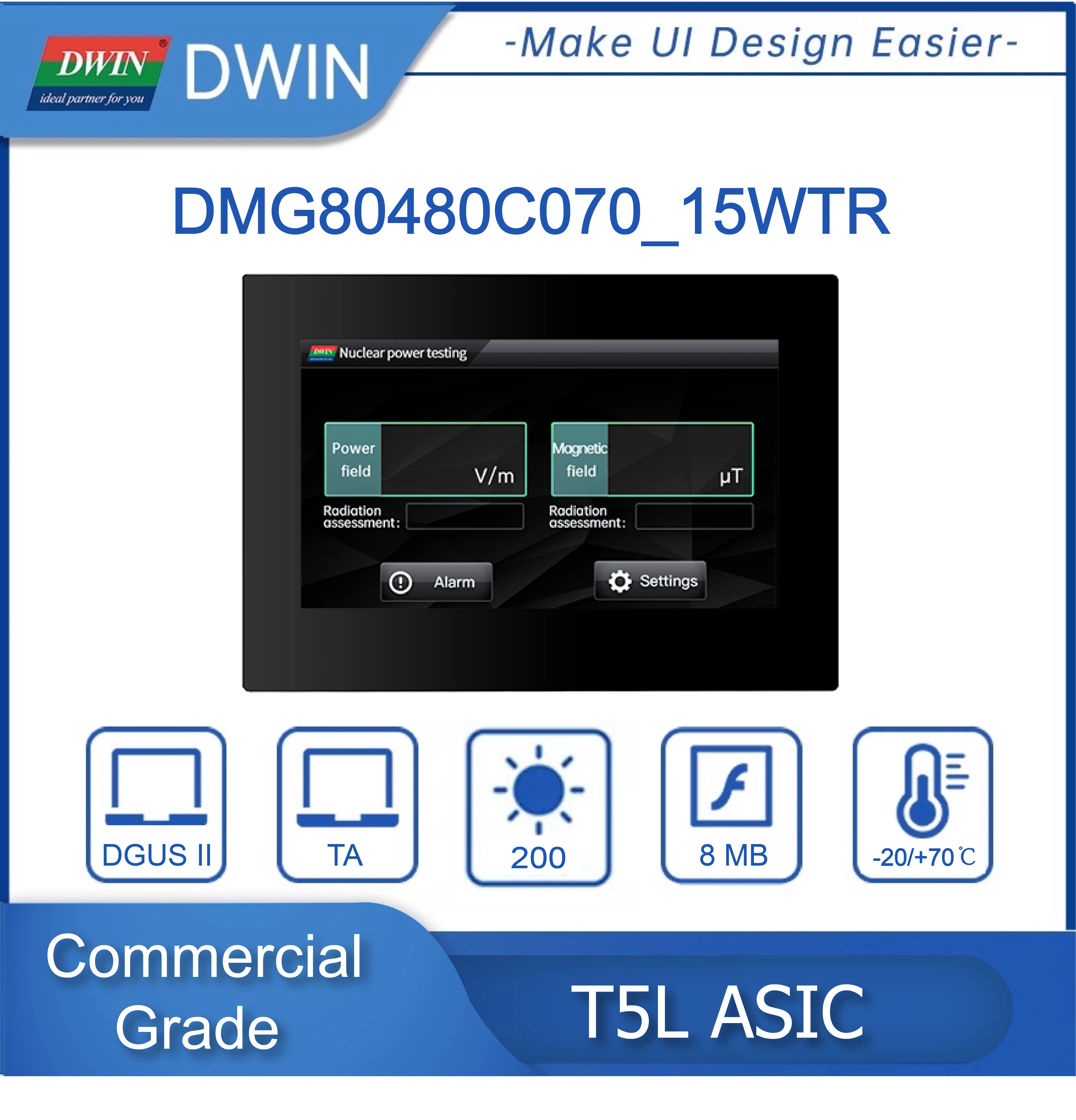 DWIN 7" HMI Intelligent Display TN 800x480 LCD Module Screen Resistive ...