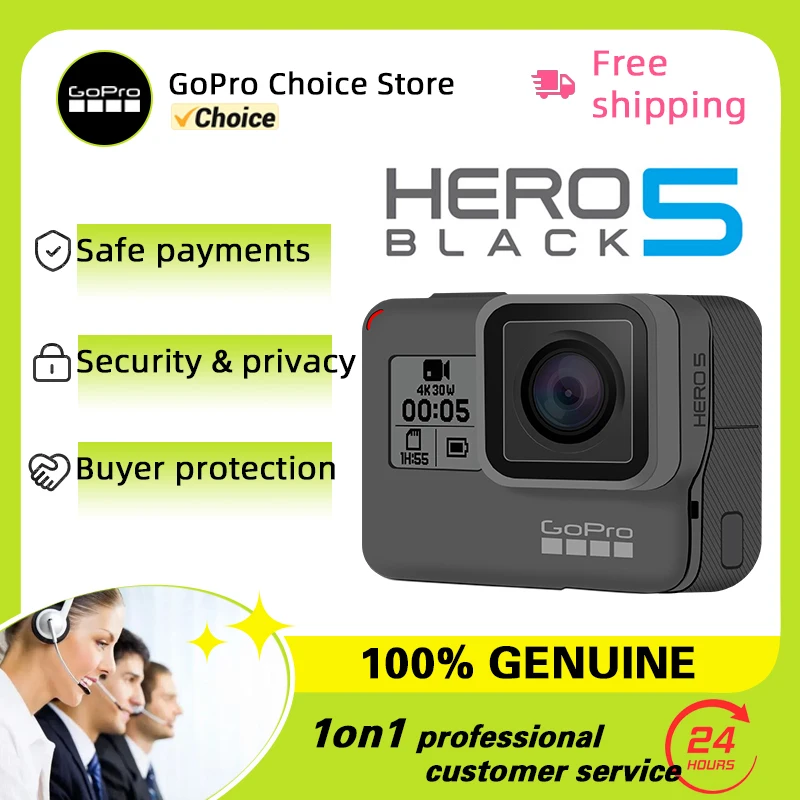 Gopro-hero-5-black-action-camera-4k30-fram-ultra-hd-dv-wifi-Anti-shake ...