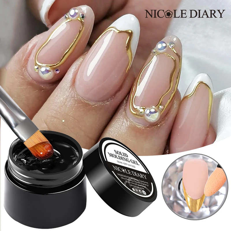 NICOLE-DIARY-No-Wipe-Solid-Molding-Nail-Gel-Polish-Acrylic-Extension-Lamp-Gel-Rhinestone-Glue ...
