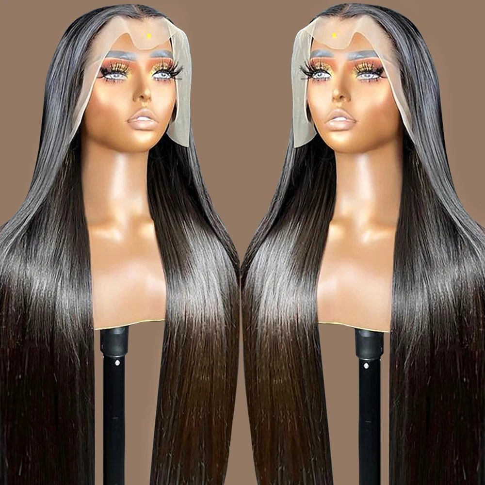 Brazilian Bone Straight Human Hair Wigs 360 Transparent Lace Frontal ...