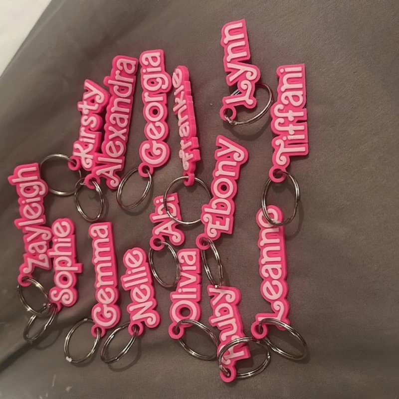 Personalized-3D-Keychain-with-Barbie-Theme-Handmade-Pink-and-White ...