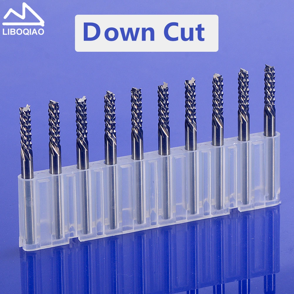 10PCS-Down-Cut-PCB-Milling-Cutter-Solid-Carbide-Corn-Teeth-End-Mills ...