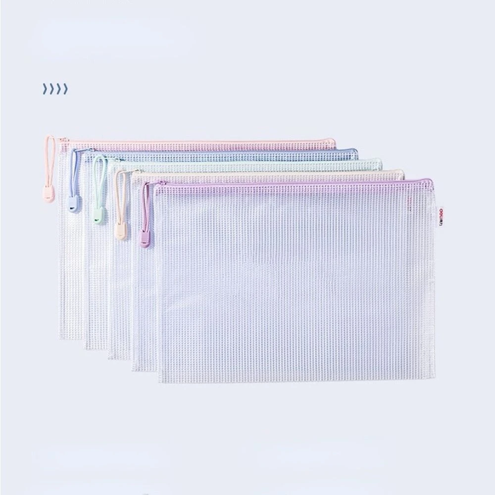 5pcs/set Mesh Zipper Pouch Document Bag Waterproof Zip File Folders A4 ...