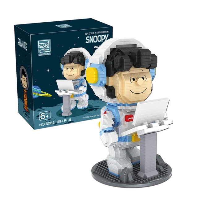 Genuine Peanuts Anime Snoopy Figures Kawaii Cartoon Building Blocks Toy ...