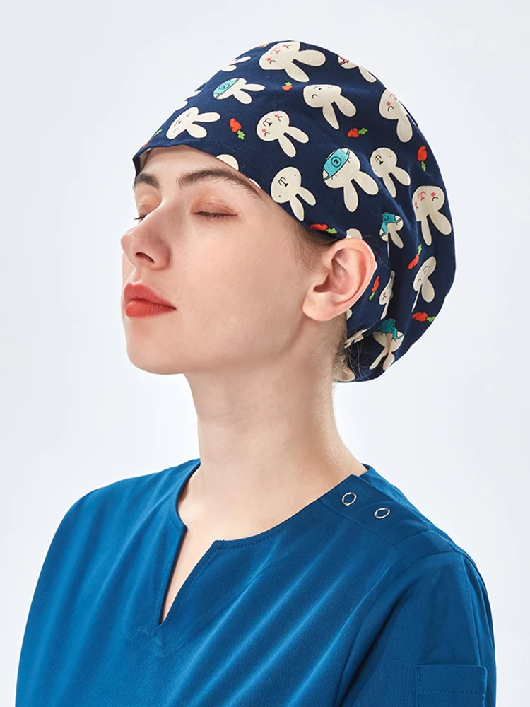Japanes-Thick-Cotton-Scrub-Caps-Surgical-Medical-Bouffant-Hat-Cordlock ...