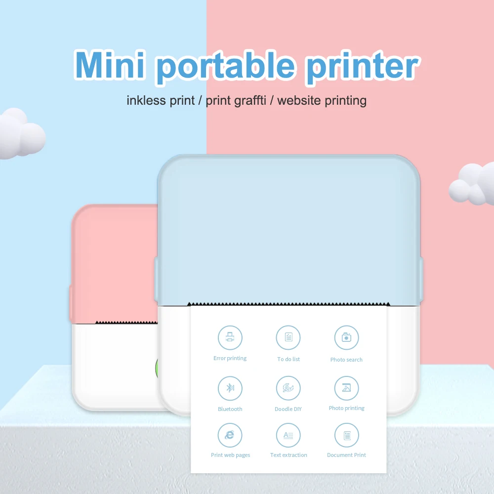 Mini-Thermo-drucker-Bluetooth-Wireless-Inkless-Foto-druck-Notiz-etikett ...