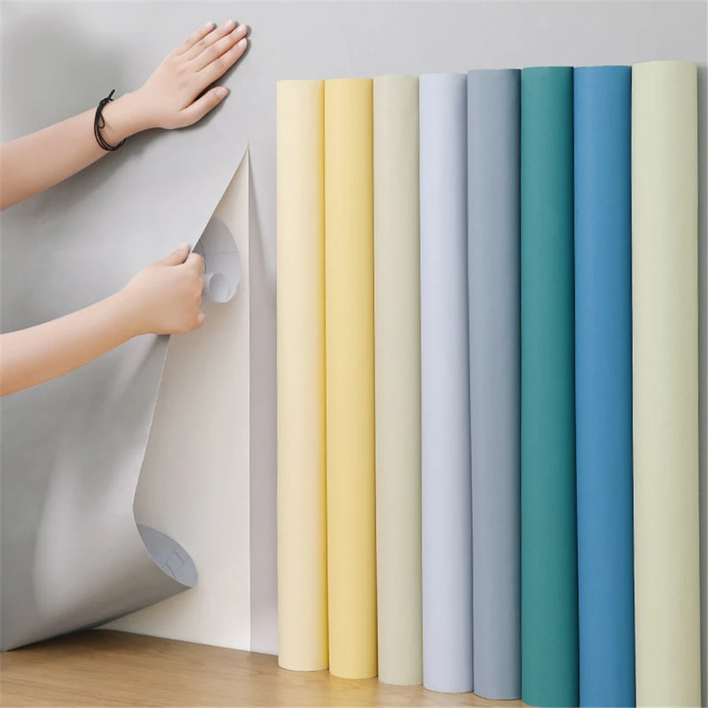 8M Matte Solid Color Wallpaper DIY Furniture Cabinet Renovation Sticker ...