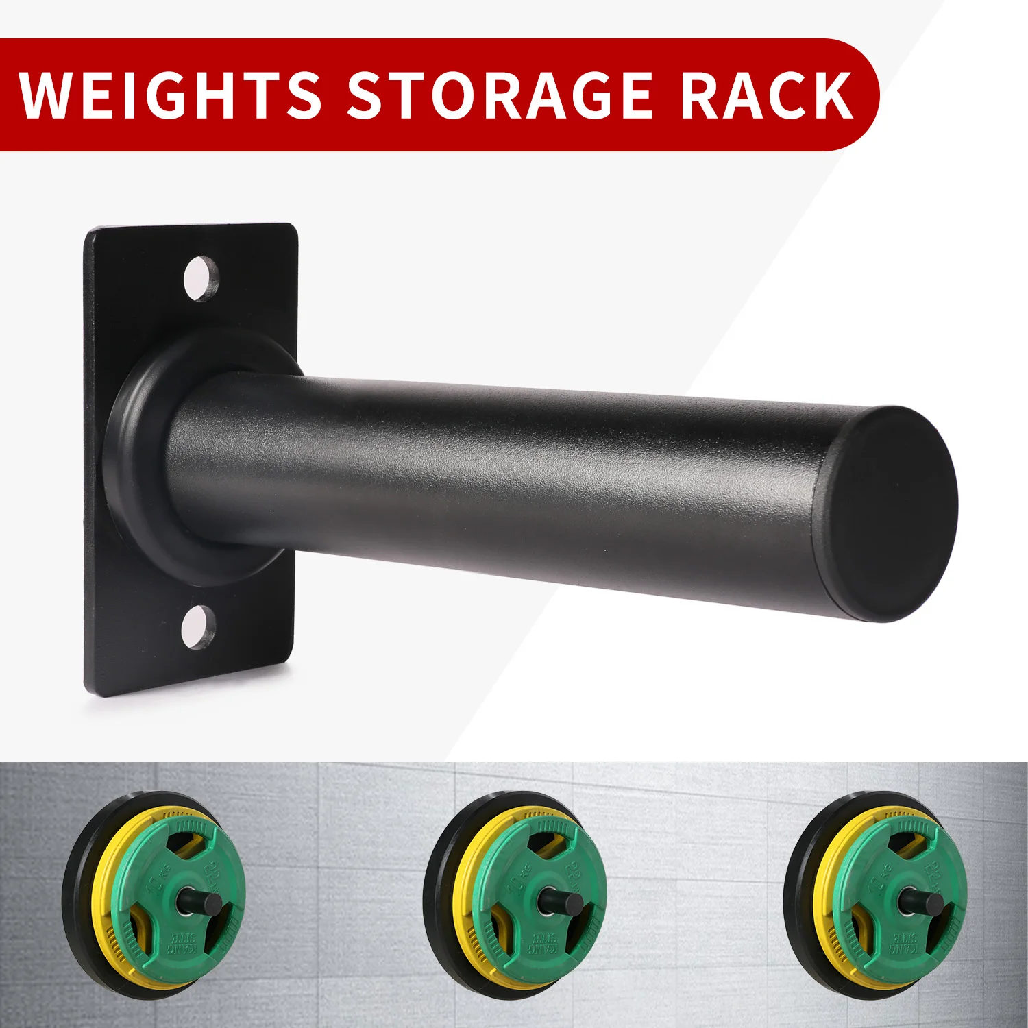 Wall Mounted Weight Barbell Plate Holder Home Gym Storage Heavy Duty ...