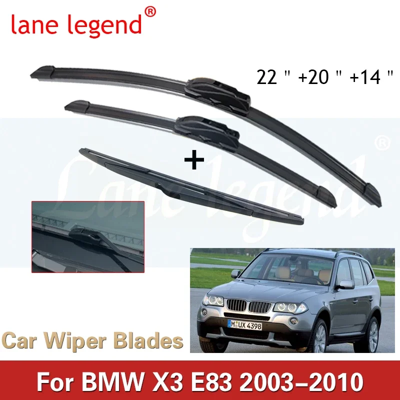 For-BMW-X3-E83-2003-2010-Car-Front-Rear-Wiper-Blades-Soft-Rubber ...