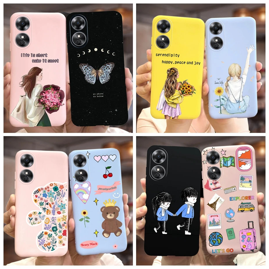 For-Oppo-A17-Case-Oppo-A17K-Cute-Fashion-Cartoon-Painted-Cover-Soft ...