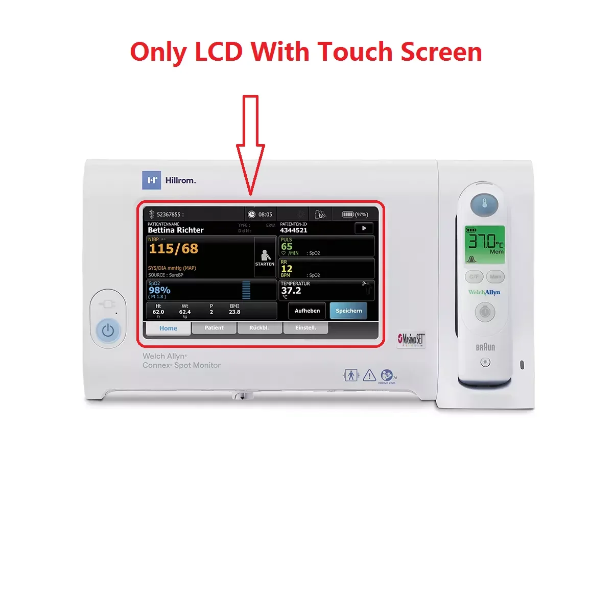 LCD Display With Touch Screen for Welch Allyn Connex Spot Monitor ...