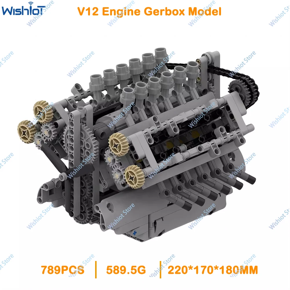 MOC-V12-Engine-Gearbox-Model-L-Motor-88003-AA-Battery-Box-8881-Creative ...