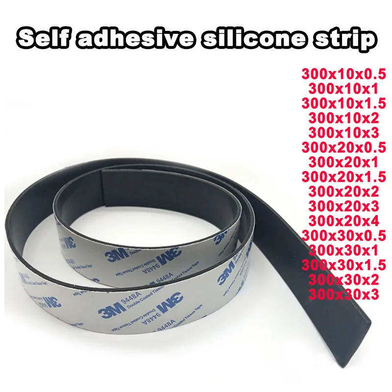 Black-Silicone-Rubber-Strip-Self-Adhesive-Seal-Gasket-Anti-skid-Shock ...