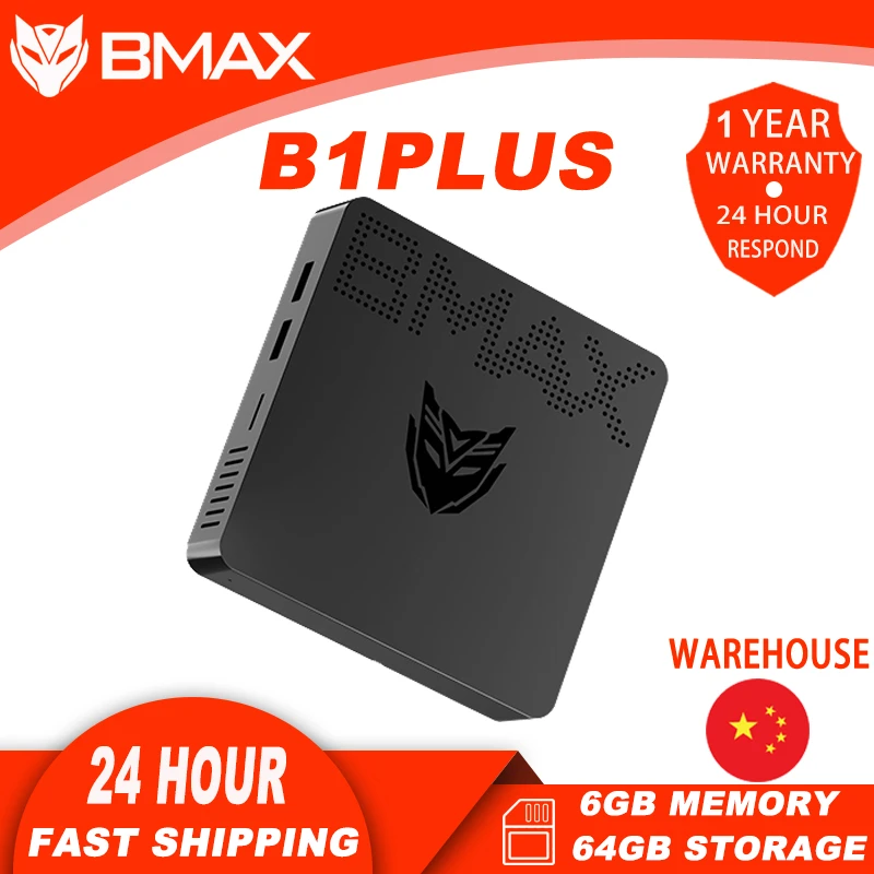 BMAX Mini PC de escritorio portátil B1Plus, con Intel Celeron N3350, interfaz Dual HDMI, memoria ...