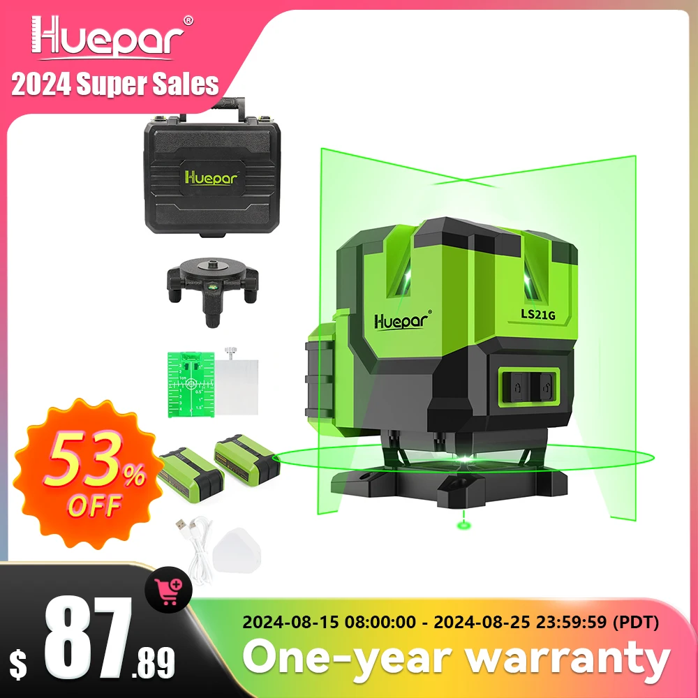 Huepar OSRAM 6 Lines Self-leveling Laser Level 2 Vertical & 360 ...