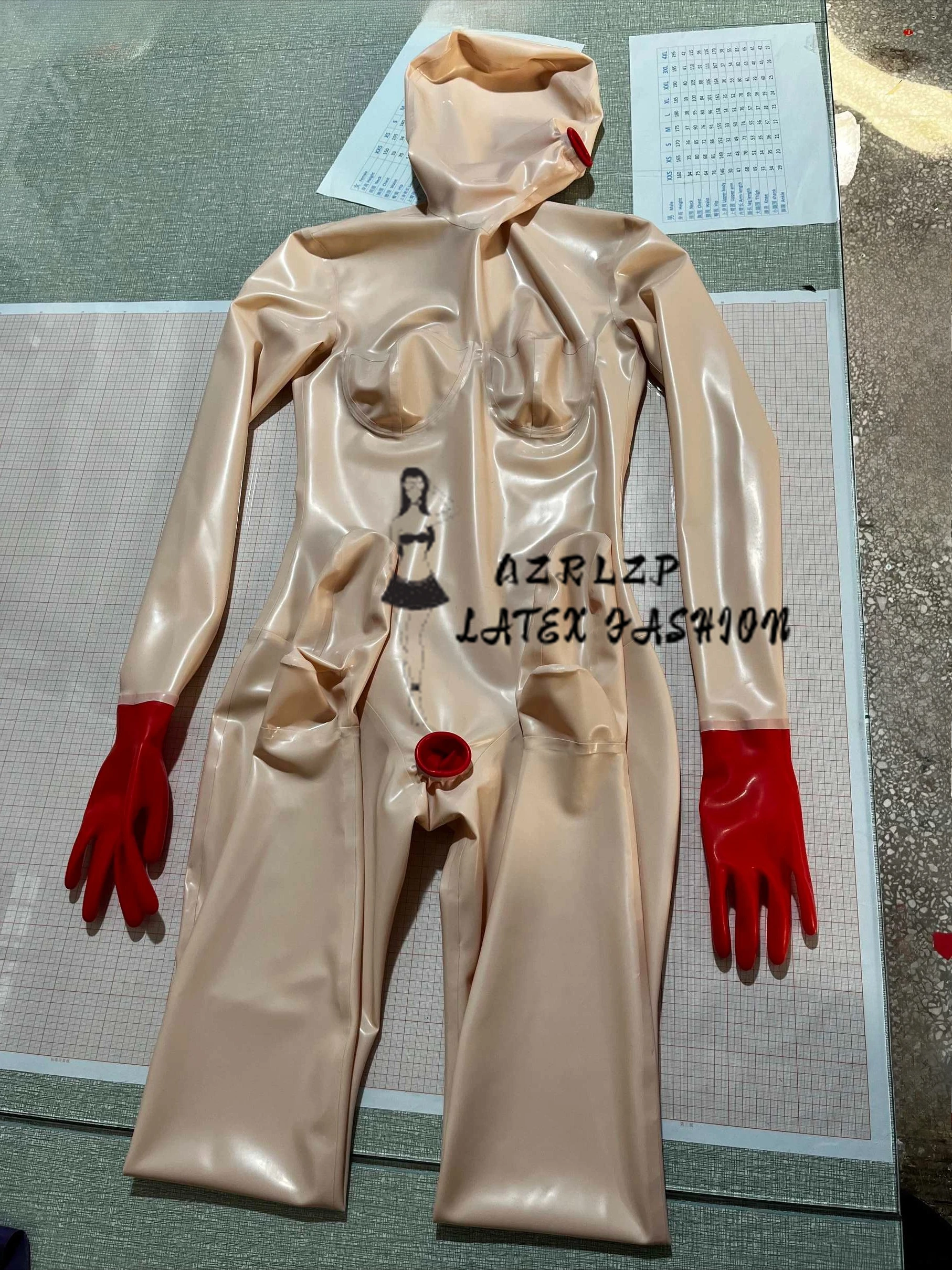 Unisex Sexy Latex Tights with Condoms Catsuit with Chest Pocket ...