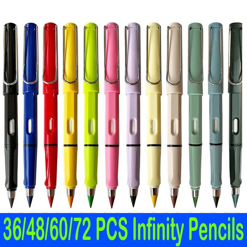 36-48-72-Pcs-12-Colors-Pack-Colored-Endless-Pencils-Unlimited-Infinity ...