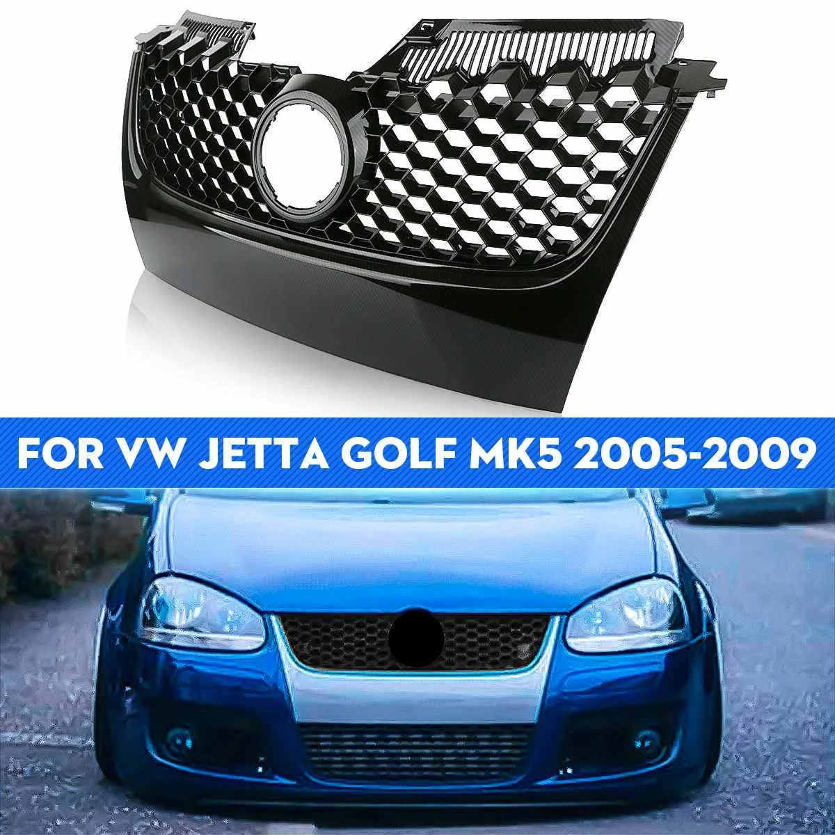 Car-Front-Bumper-Center-Mesh-Grille-Carbon-Fiber-Racing-Grill-For-VW ...