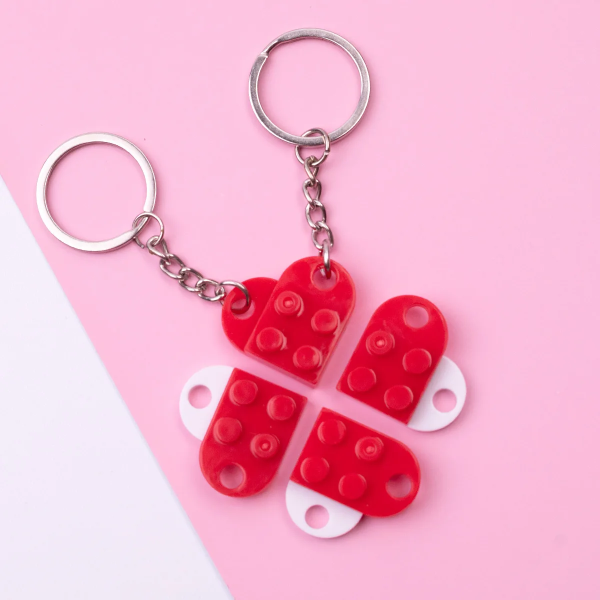 2Pcs-Cute-Love-Heart-Brick-Keychain-for-Couples-Friendship-Women-Men ...