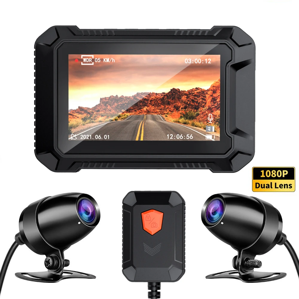 DVR-Motorcycle-Camera-GPS-WIFI-Motorbike-Dash-Cam-2-Channel-1080P-Moto ...