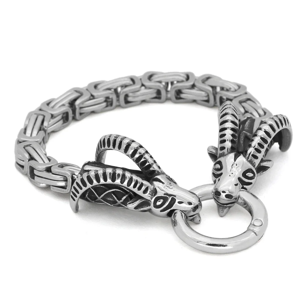 Norse-viking-Thor-Goat-Rune-king-chain-amulet-bracelet-for-men ...