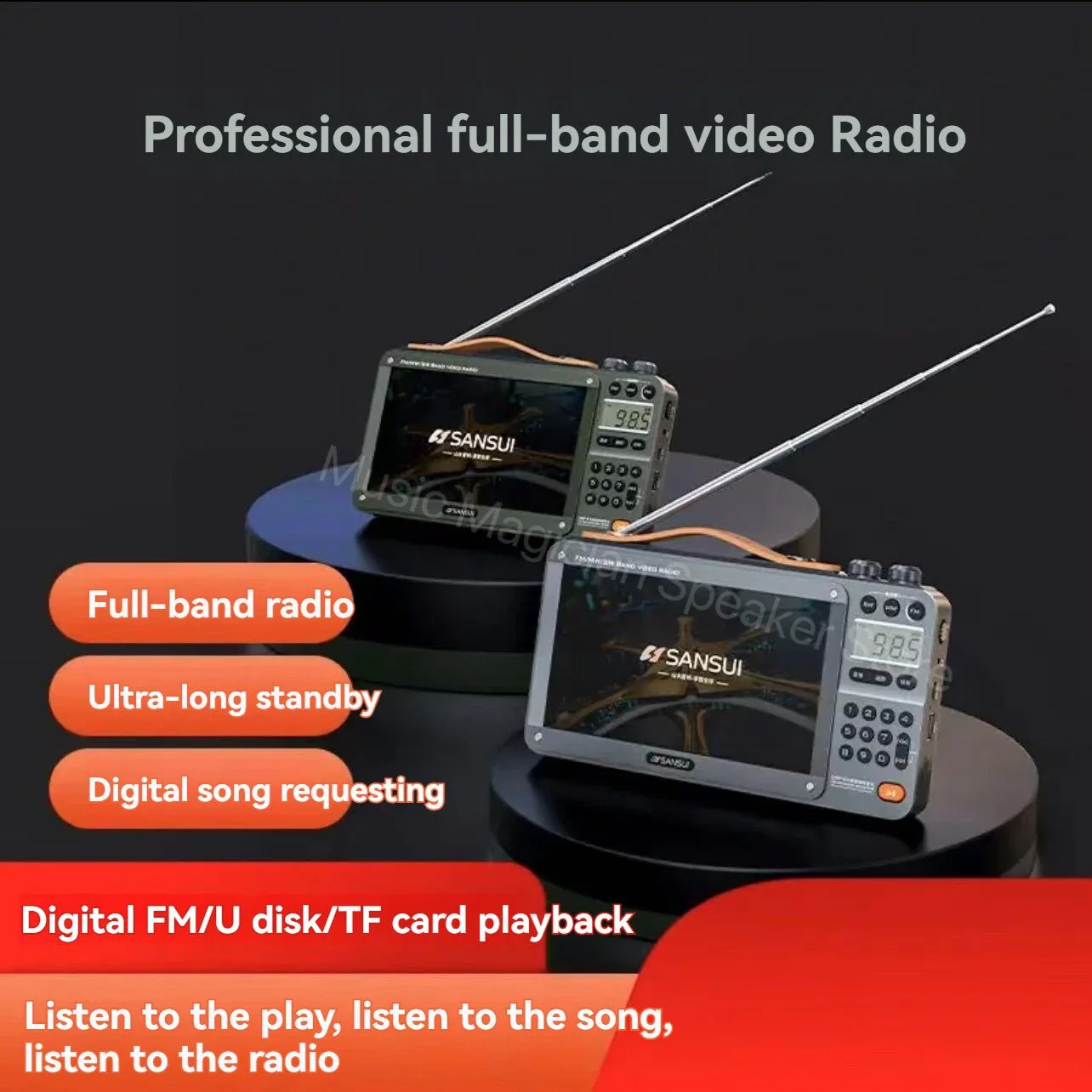 Sansui-F51-F50-High-definition-Screen-Portable-Speakers-Multifunctional-BT-Retro-Digital-FM ...