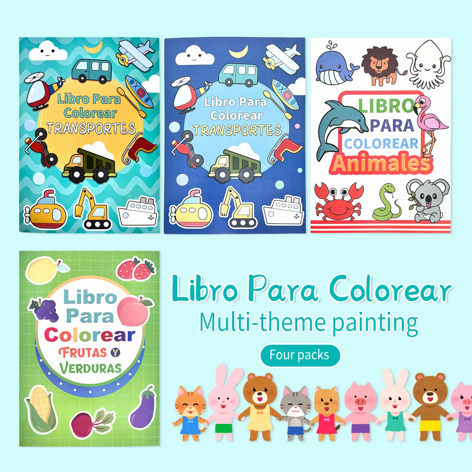 Spanish Children's Colouring Book 4-8 Years Animals Fruits ...