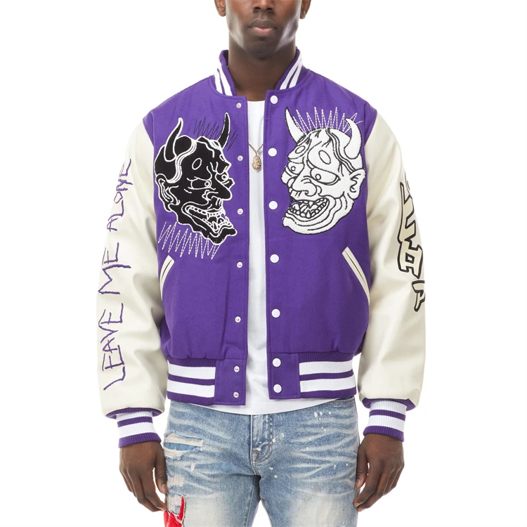 Customized-Wool-College-Varsity-Jacket-For-Men-Leather-Sleeve-Plain ...