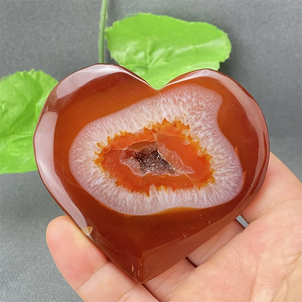 Natural Red Agate Geode Heart Shape Love Druze Heart Shape Home Decor ...