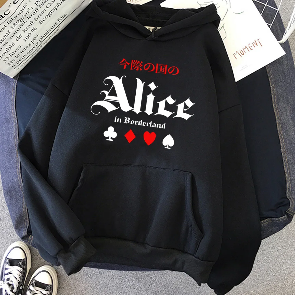 alice in borderlands Hoodies Cartoon Cards Sweatshirt Harajuku Graphic ...