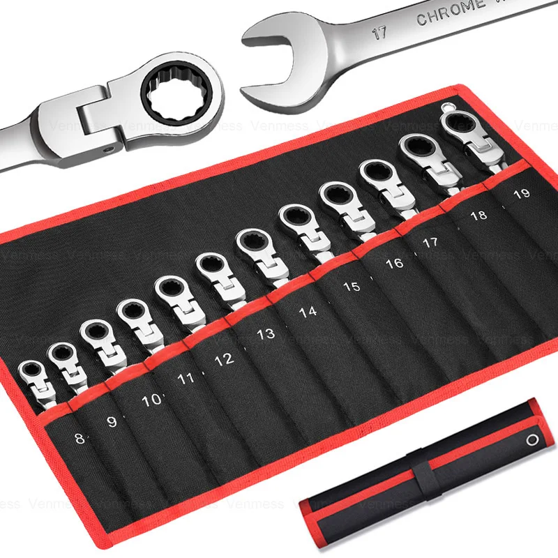 Ratcheting-Combina-o-Chave-Set-flex-vel-Cabe-a-Spanner-Set-cromo-van ...