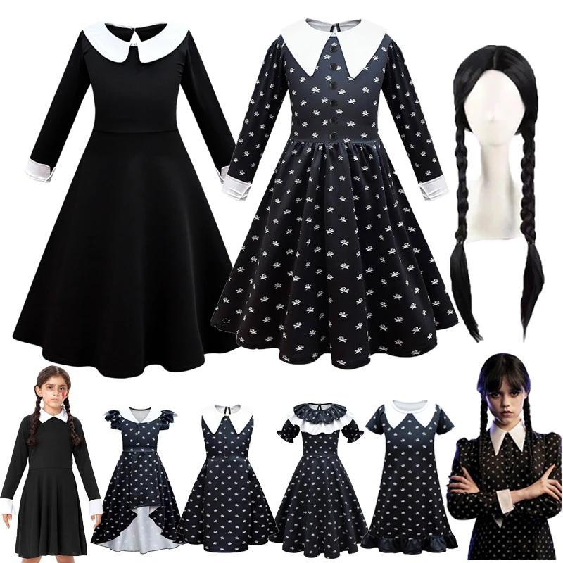 Çocuklar çarşamba Addams Cosplay kostüm çarşamba Wednesday cia siyah ...