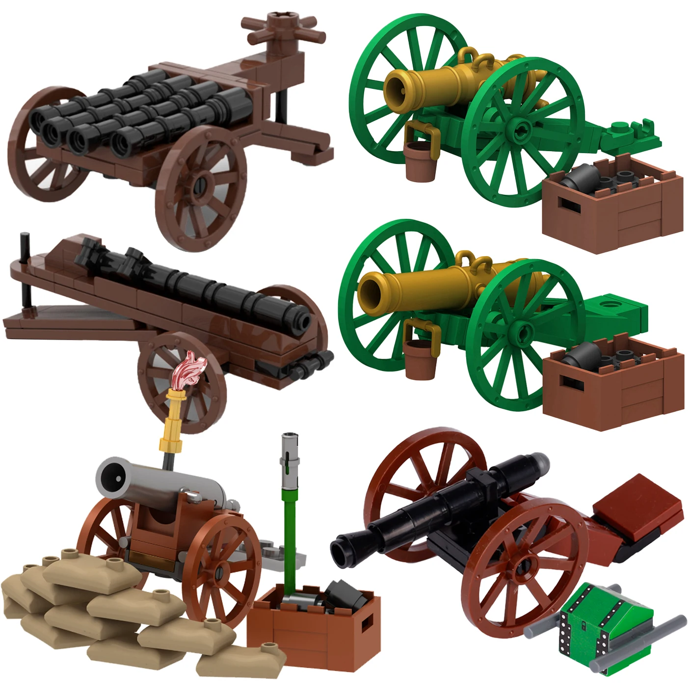 MOC Medieval Napoleonic Artillery Cannon Building Blocks Pirate Weapons ...