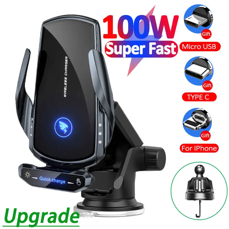 Automatic 100W Fast Car Wireless Charger for iPhone 13 12 Pro Max ...