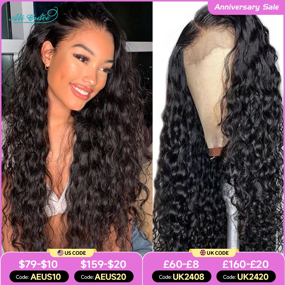Ali Grace Wig Peruvian Water Wave Wig 13x4 Lace Front Human Hair Wigs ...