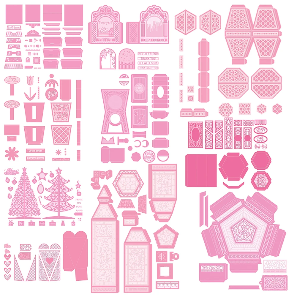 Foldable-Christmas-Tree-House-Candy-Box-Bee-Happy-Cutting-Dies-DIY-Card ...
