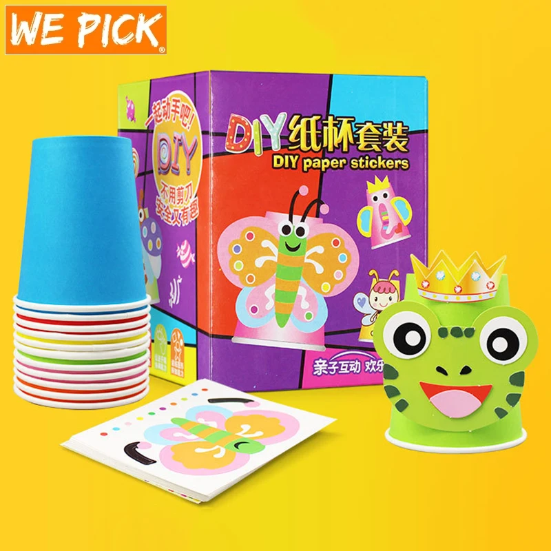 12pcs Children 3d Diy Handmade Paper Cups Sticker Material Kit Whole ...