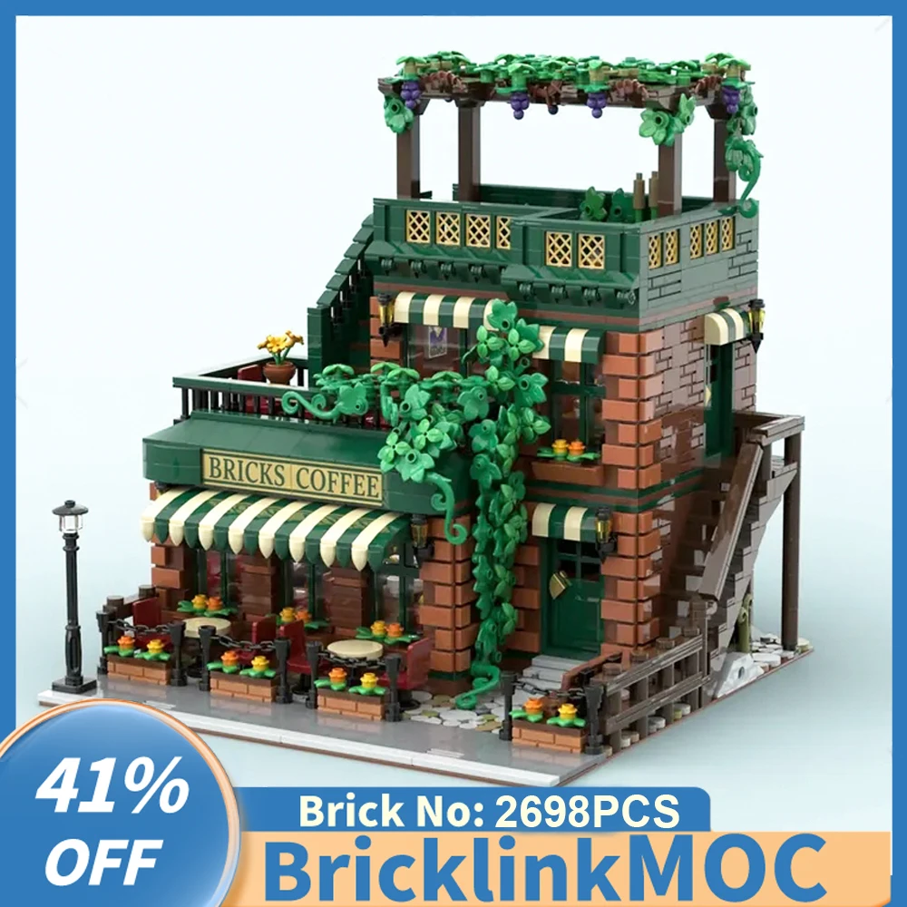 NEW 2689PCS City Hot Selling Street View Moc Modular Coffee shop Models ...