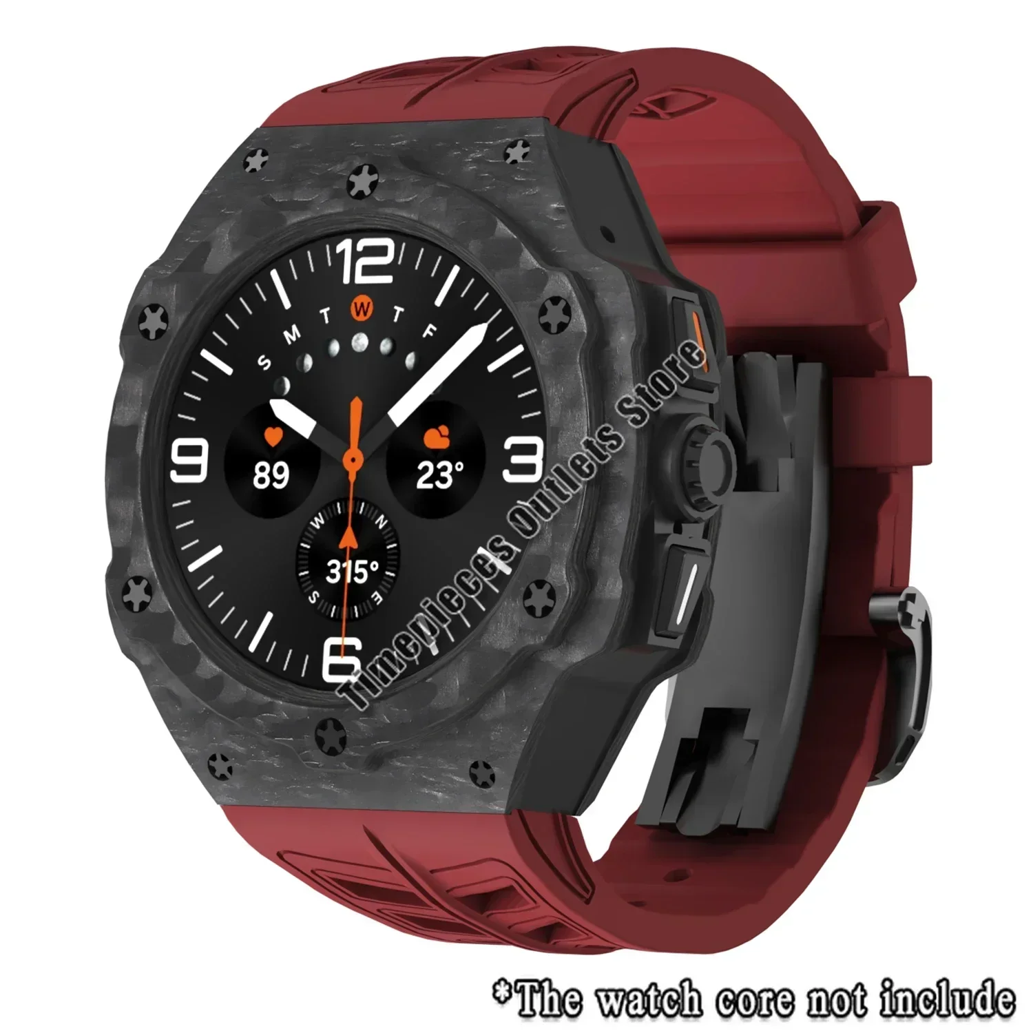 Luxury Carbon Fiber Modification Kit with Premium Rubber Strap (Red)