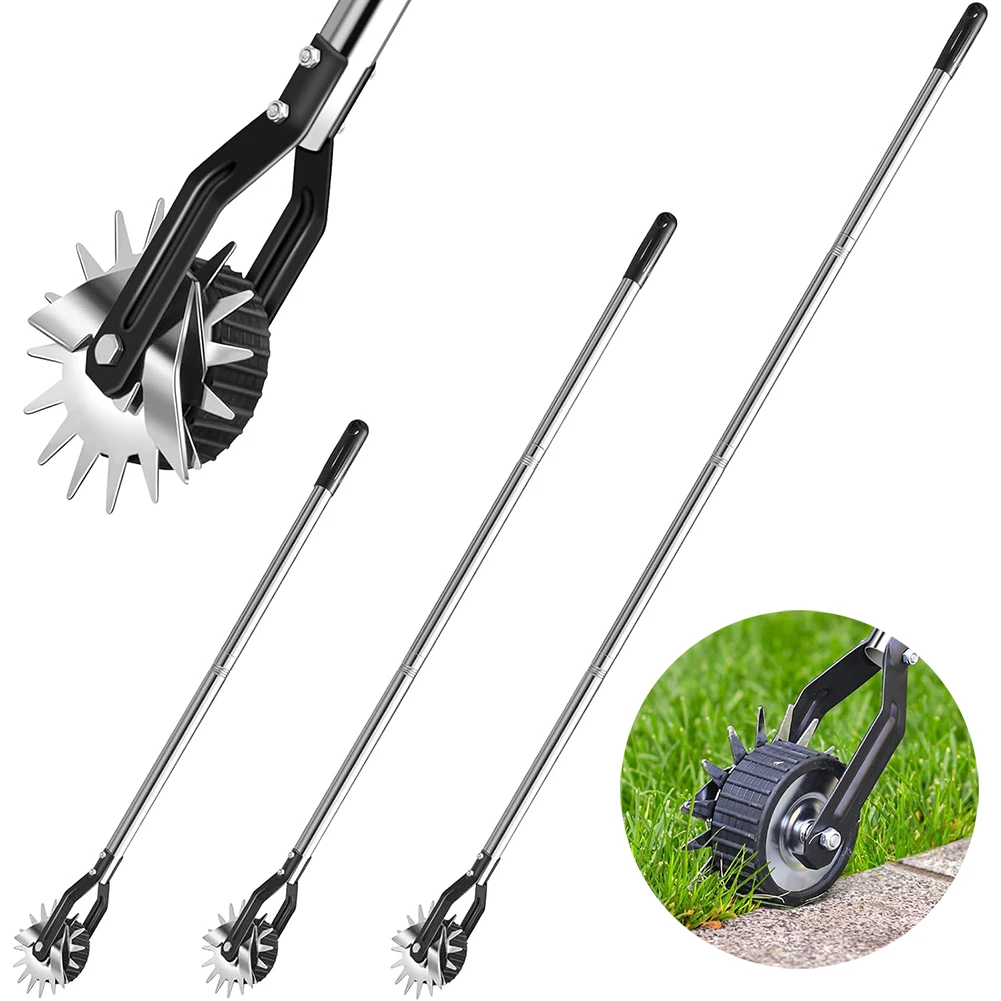 Manual-Wheel-Rotary-Edger-Sturdy-4-Section-Stainless-Steel-Lawn-Edger ...