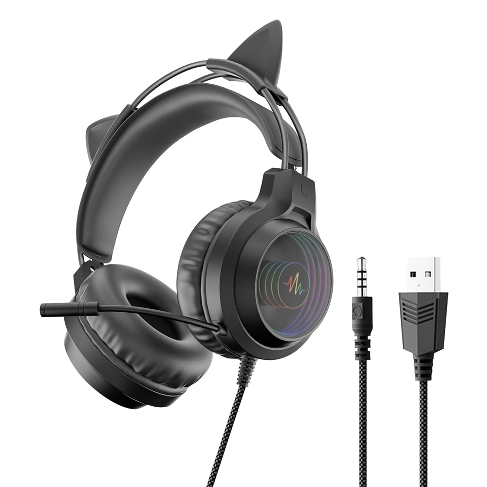 3-5mm-USB-Wired-Controlled-Headset-Dragon-Eyes-Luminous-Gaming-Cute-Cat ...